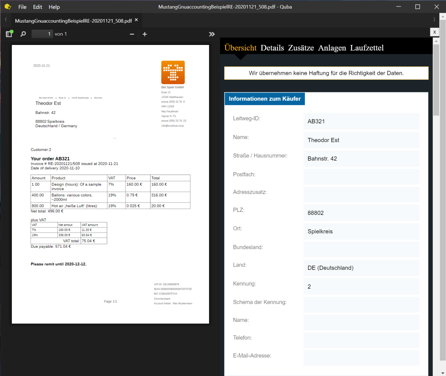 Quba-Viewer – Quba E-Invoice Viewer
